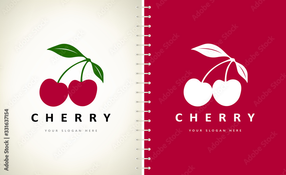 Cherry logo vector. Food berry design. Stock Vector | Adobe Stock