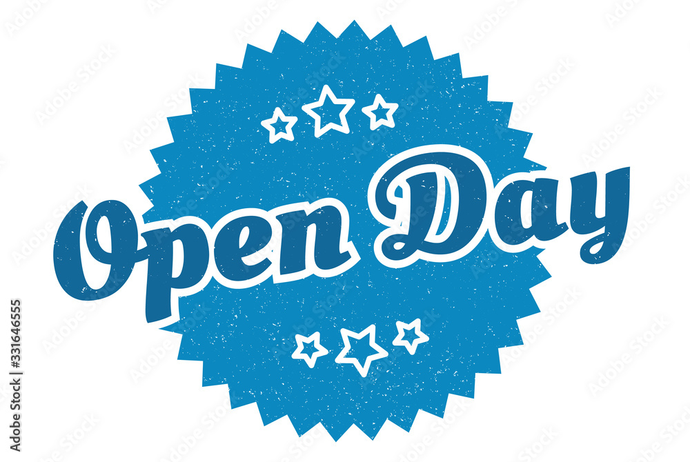 open day sign. open day round vintage retro label. open day Stock ...