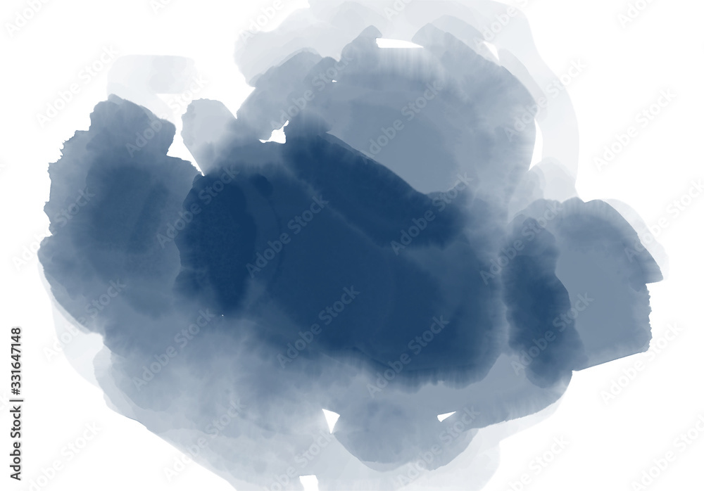 Blue watercolor illustration, isolated on white, simple design element ...