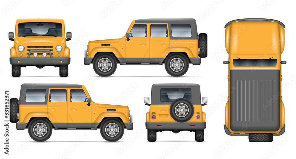 Offroad car vector mockup for vehicle branding, advertising, corporate ...