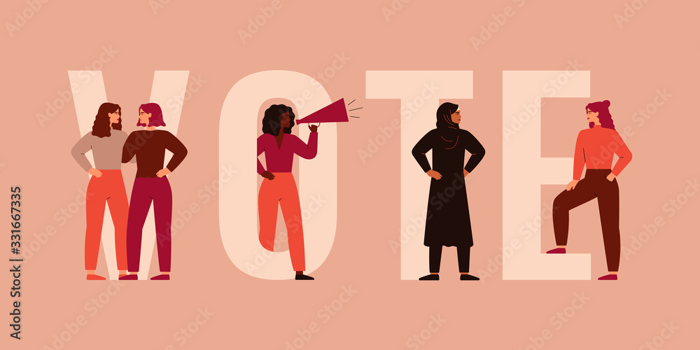 Strong girls different nationalities and cultures stand together near ...