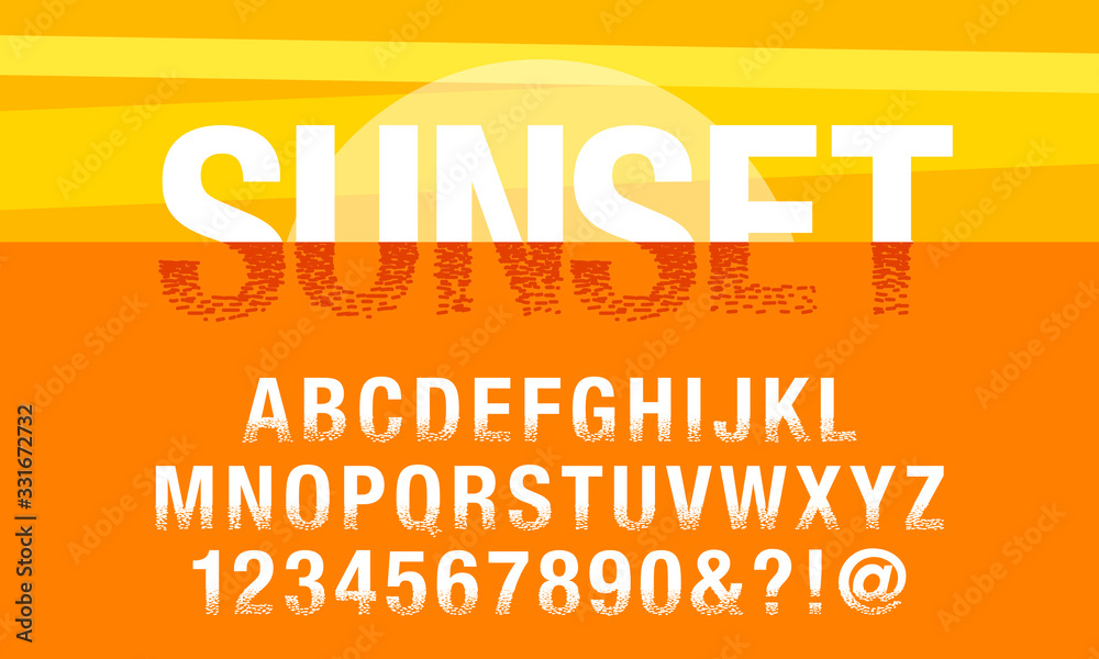 sunset font alphabet vector set typography Stock Vector | Adobe Stock