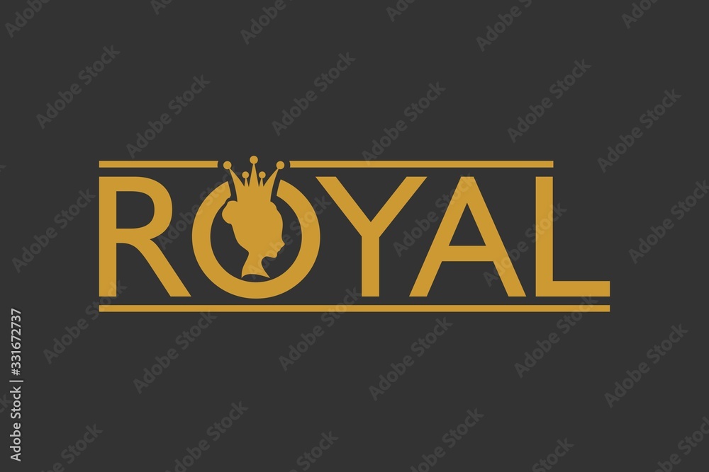 Royal club luxury emblem. Royal word. Princess head silhouette with ...