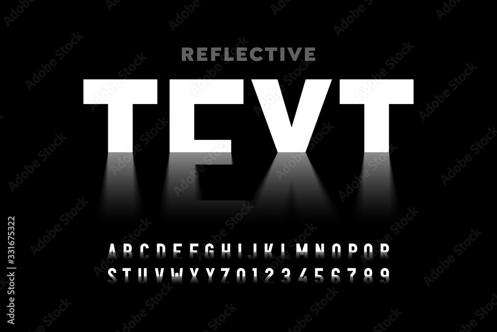 Reflective style font, alphabet letters and numbers Stock Vector ...