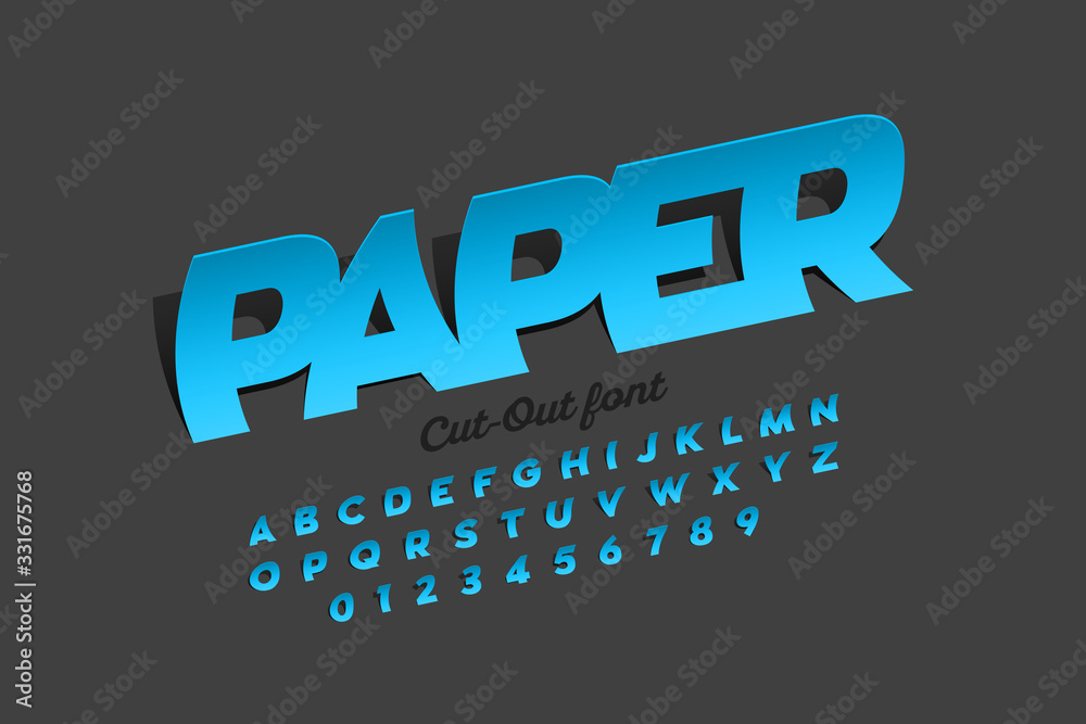 Paper cut-out style font design, alphabet letters and numbers Stock ...
