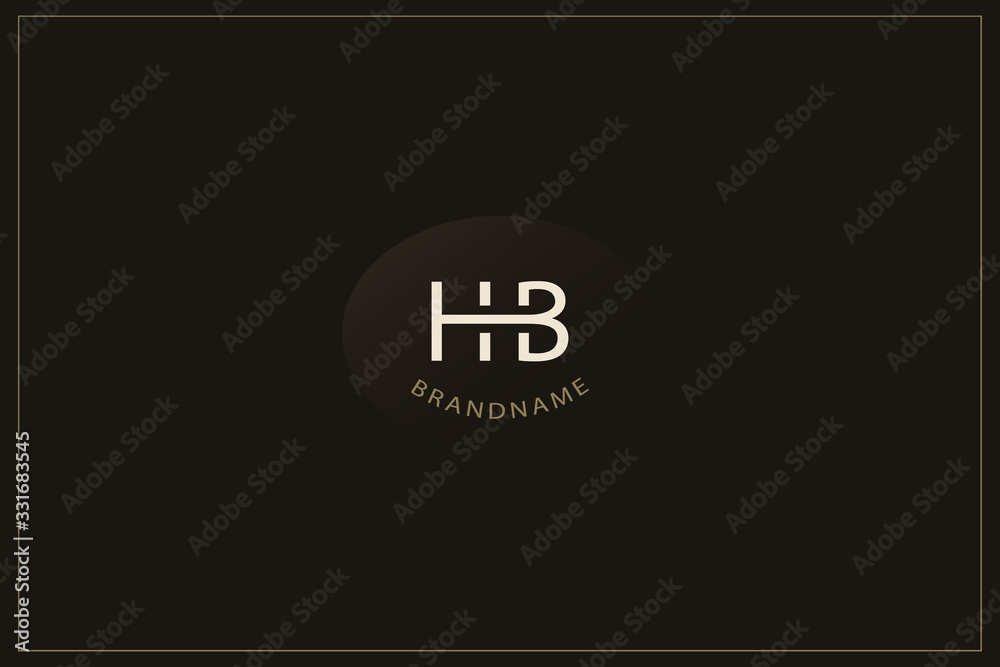 Letter HB Logo. Creative Linear Monogram with Inscription. Luxury Sign ...