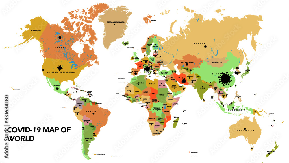 Actual COVID-19 Map of World. Stock Vector | Adobe Stock