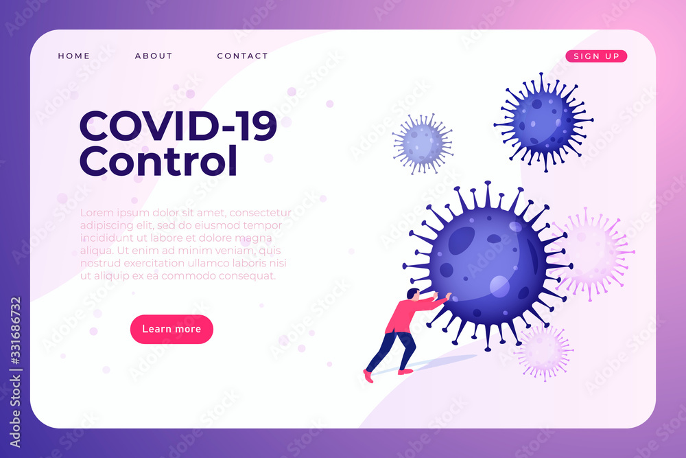 Vetor de Covid-19 coronavirus infection banner concept, poster template ...