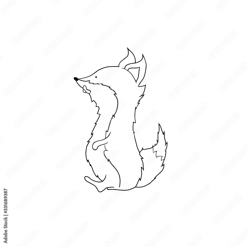 Fox vector in doodle style isolated on white background. Cute fat foxy ...