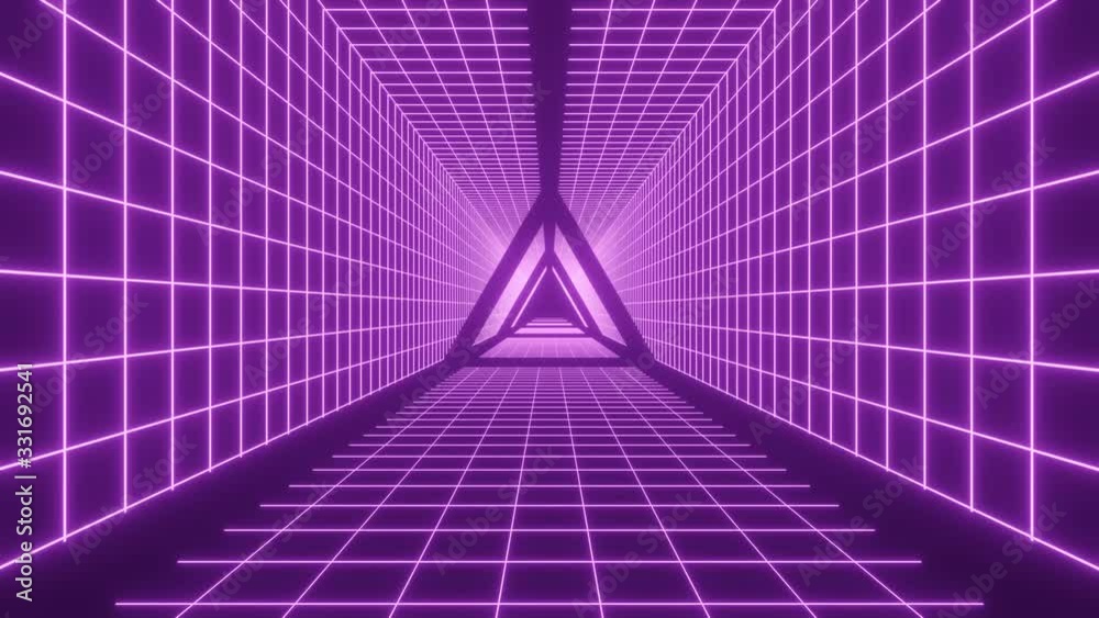 3d motion triangle tunnel looping background,retro cyberpunk 80s sci-fi ...
