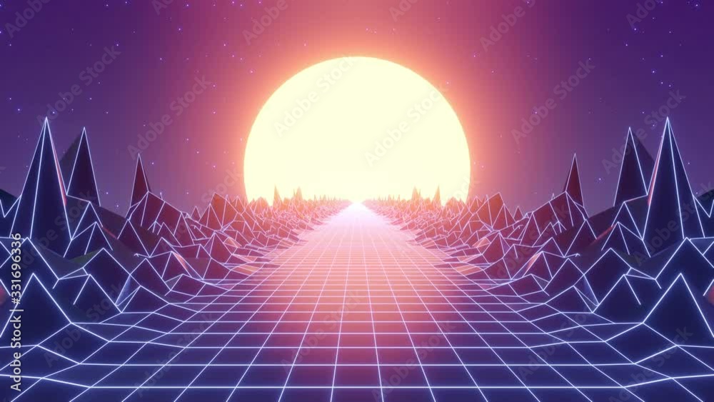 3d Retro futuristic background 80s style,Retro wave, synthwave ...