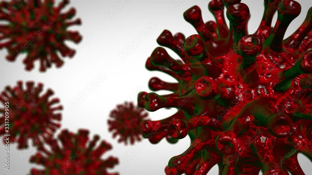 Realistic 3D animation of the Coronavirus 2019-nCoV. Microscopic view ...