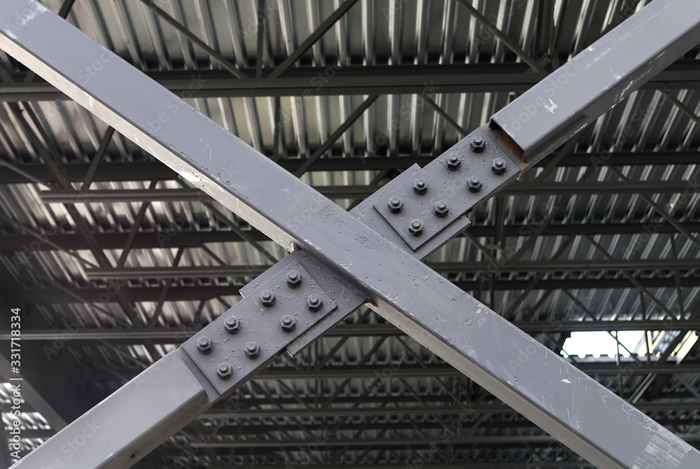 cross metal structure construction site beams x shape Stock Photo ...