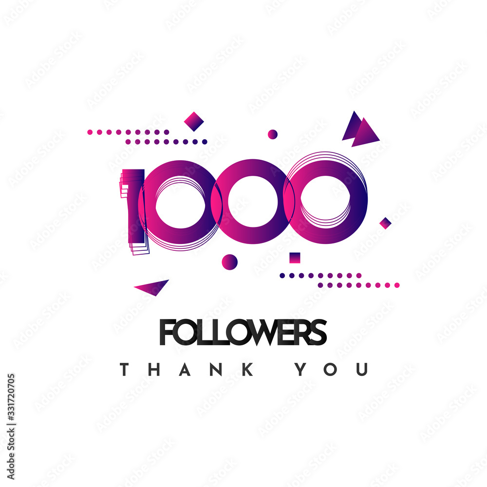 Thank You 1000 Followers Celebration Vector Illustration Template ...