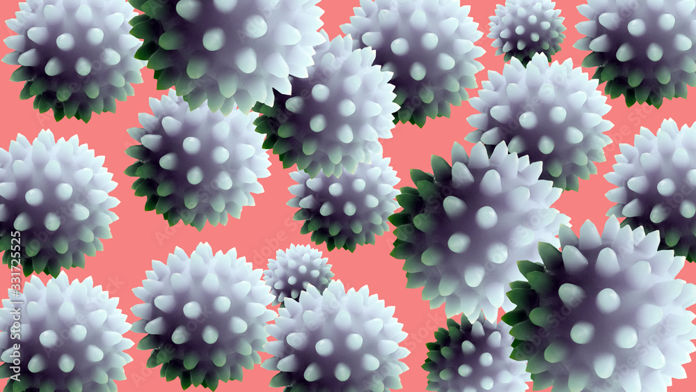 Virus infected blood cells. Microscopic view of a infectious virus ...