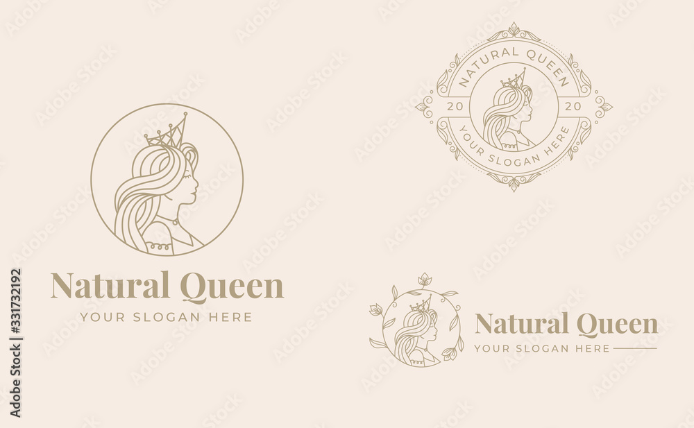 vintage queen logo design with badge template Stock Vector | Adobe Stock