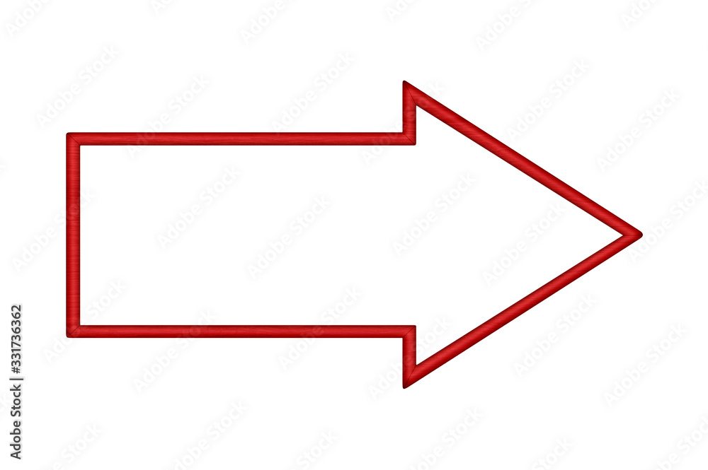 Arrow sign. Wooden blank white arrow sign with a red frame isolated on ...