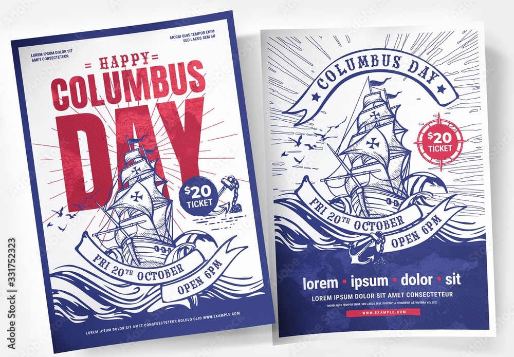 Columbus Day Poster Layouts Stock Template | Adobe Stock