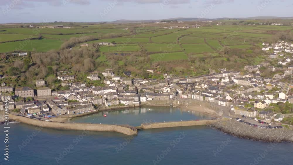 Mousehole Village and Port in Cornwall UK Aerial Stock Video | Adobe Stock