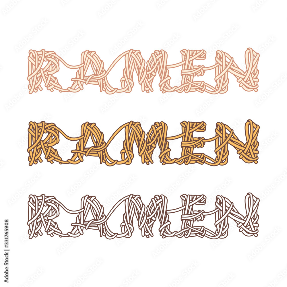 Ramen Text Noodles design. Vector Illustration for Graphic Design ...