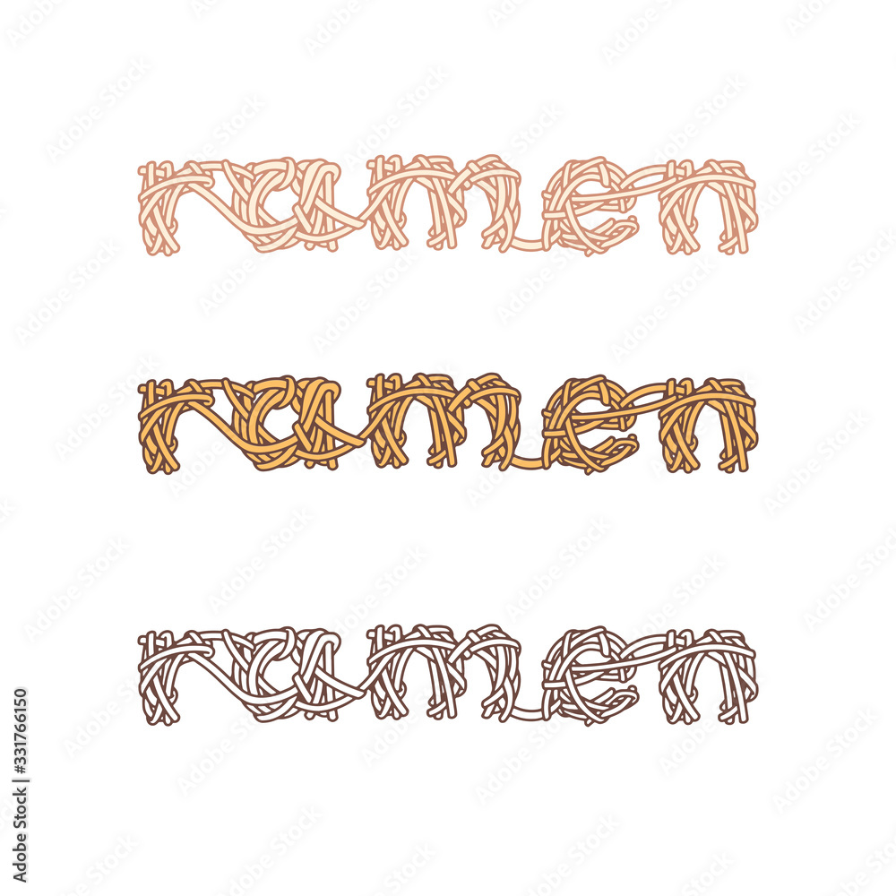Ramen Text Noodles design. Vector Illustration for Graphic Design ...