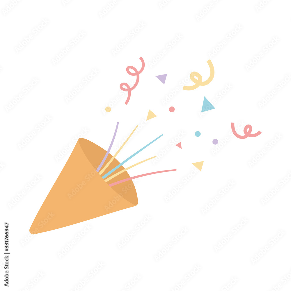happy birthday horn confetti decoration celebration isolated icon Stock ...