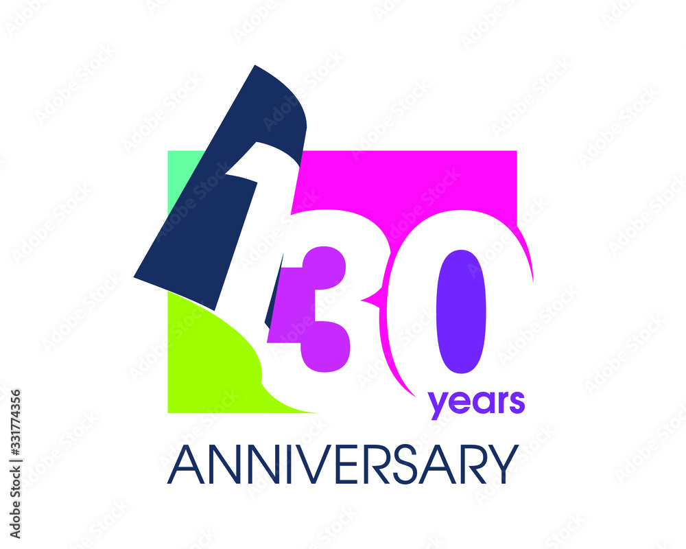 130 years anniversary colored logo isolated on a white background for ...