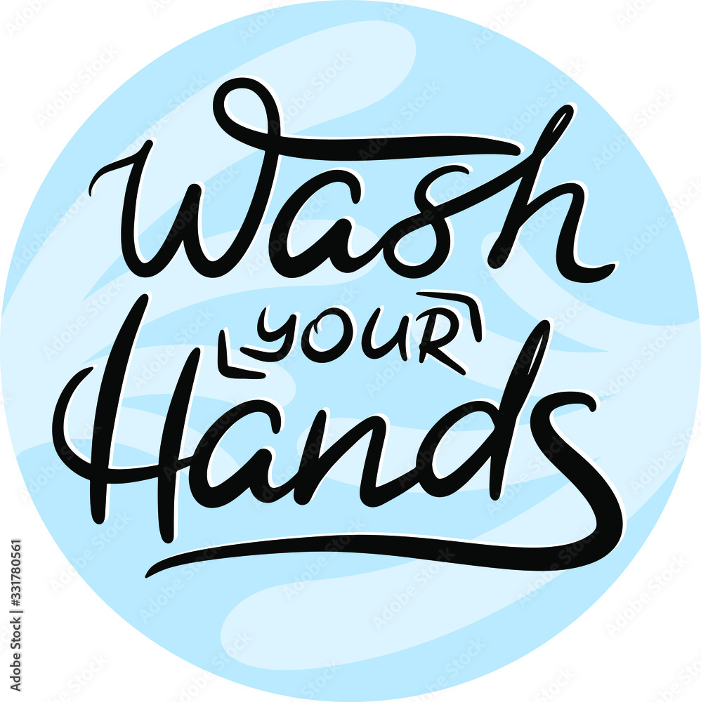 wash your hands on the background of a blue circle with water splashes ...