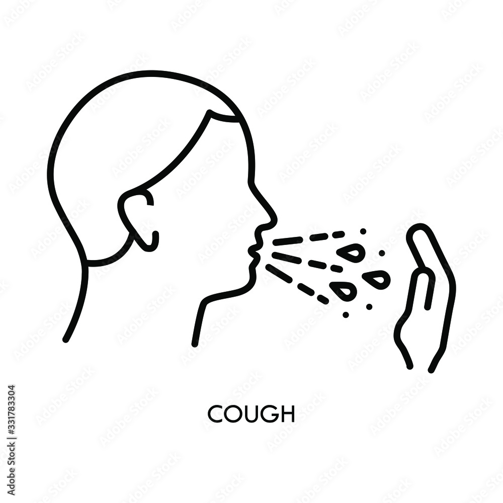 Cough line icon. Sign of flu or coronavirus symptom. Personal Hygiene ...