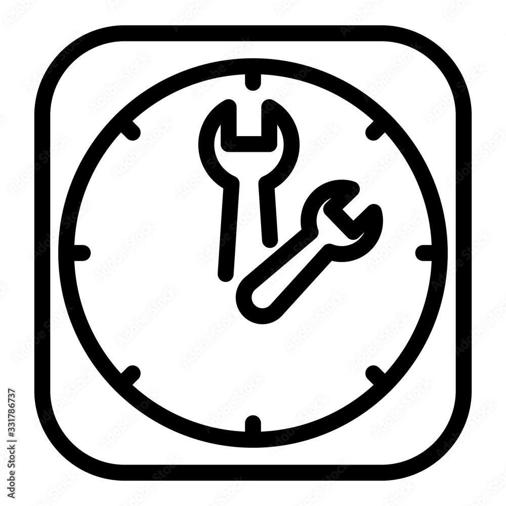 Wall clock repair icon. Outline wall clock repair vector icon for web ...