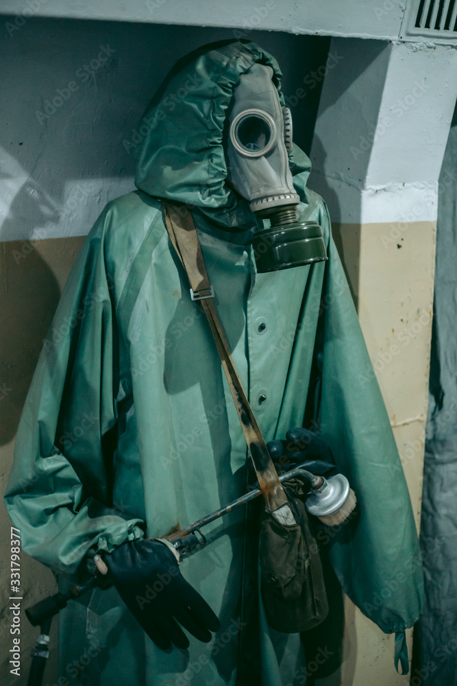Old Soviet gas masks against radiation that were used during the ...