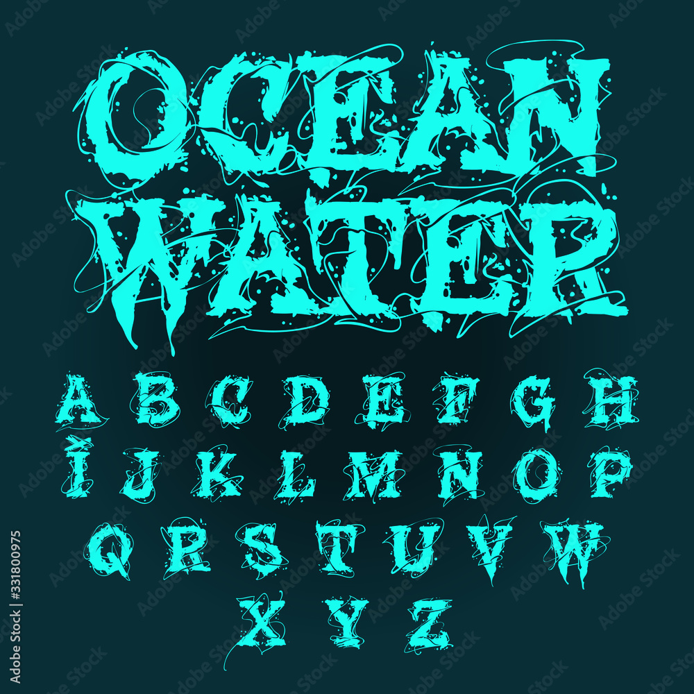 Water Font. Aqua Alphabet. Drops Of Water Abc. Wet Letters Stock Vector ...