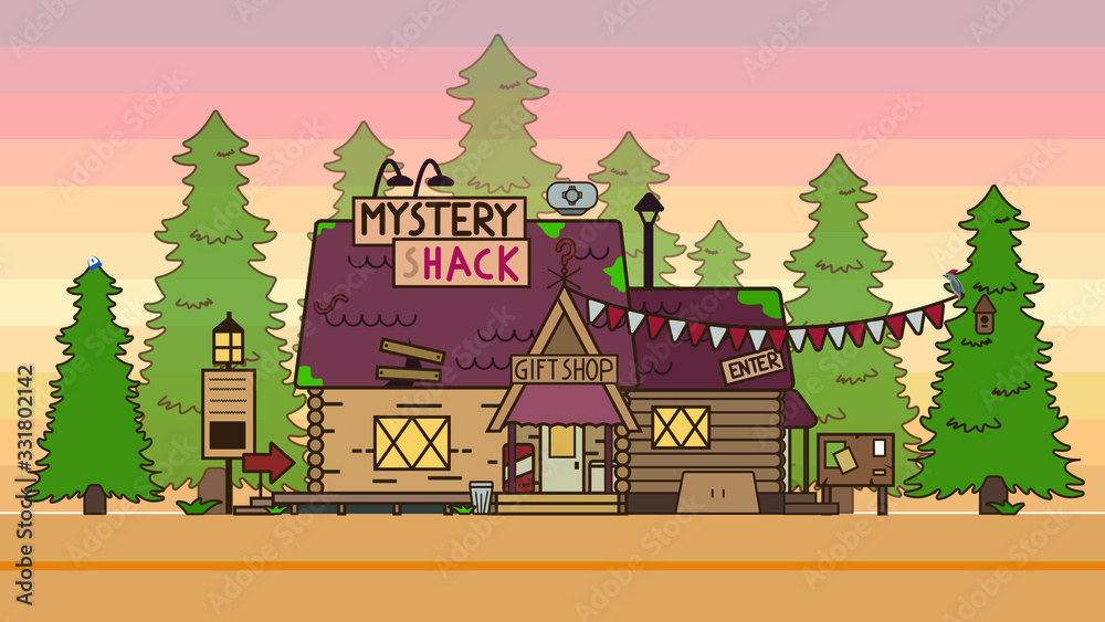 The house is fabulous, cartoon. Village cottage. House in the forest ...