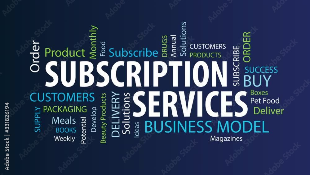 Animated Subscription Services Word Cloud on a Blue Background Stock ...