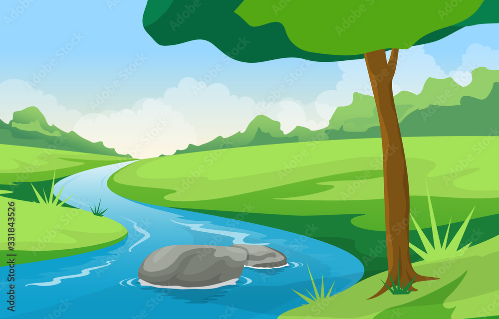 Winding River Mountain Forest Beautiful Rural Nature Landscape ... Winding River Mountain Forest Beautiful Rural Nature Landscape ...