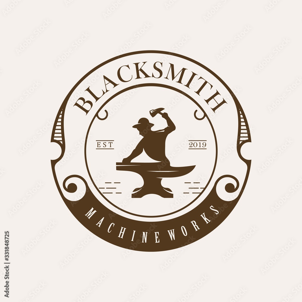 Classic Blacksmith background and badge Illustration Stock Vector ...
