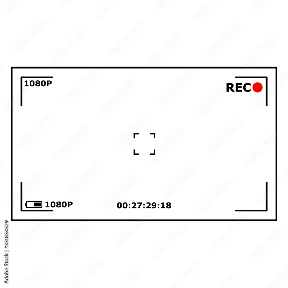 Camera screen template. Camera interface. Viewfinder isolated on white ...