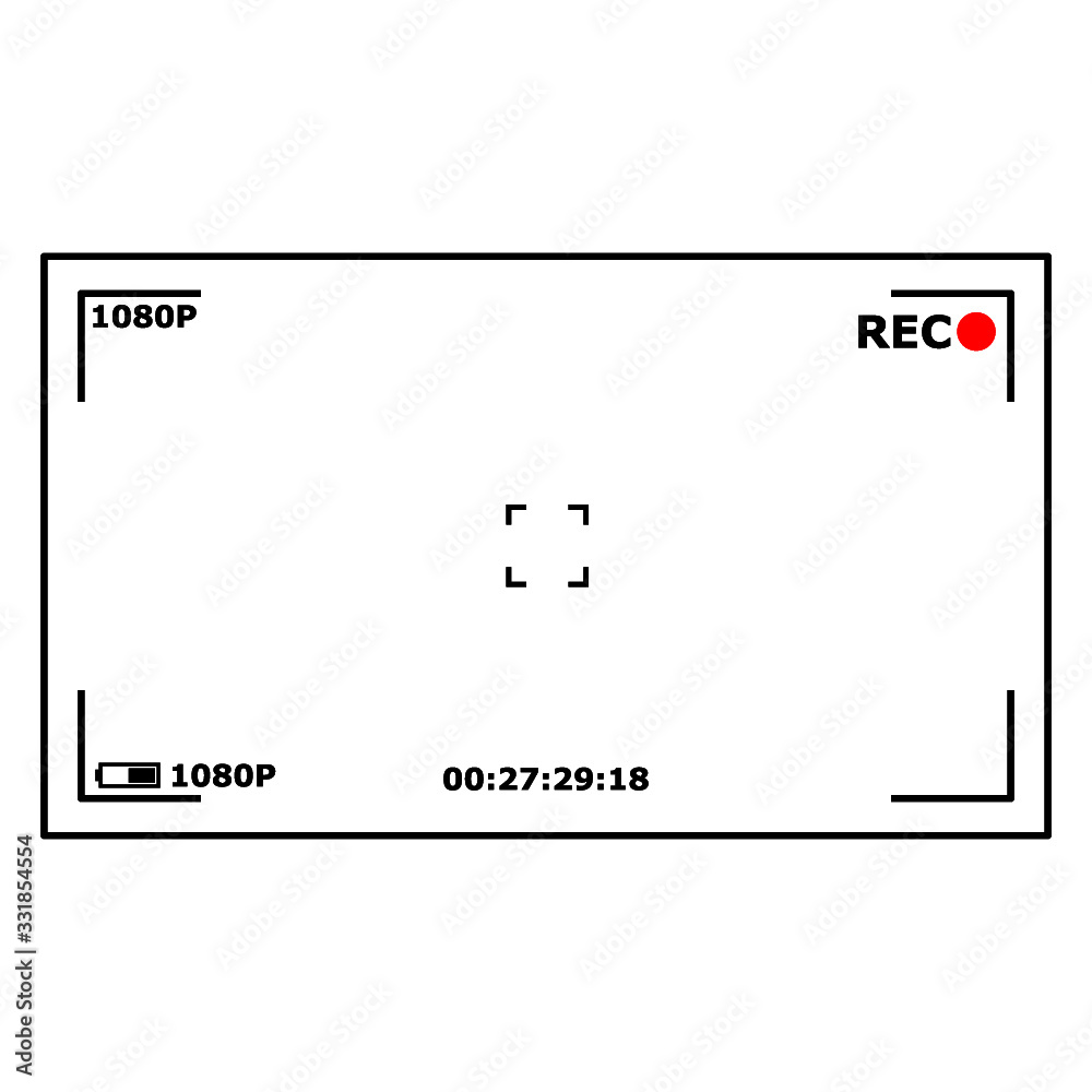 Camera screen template. Camera interface. Viewfinder isolated on white ...