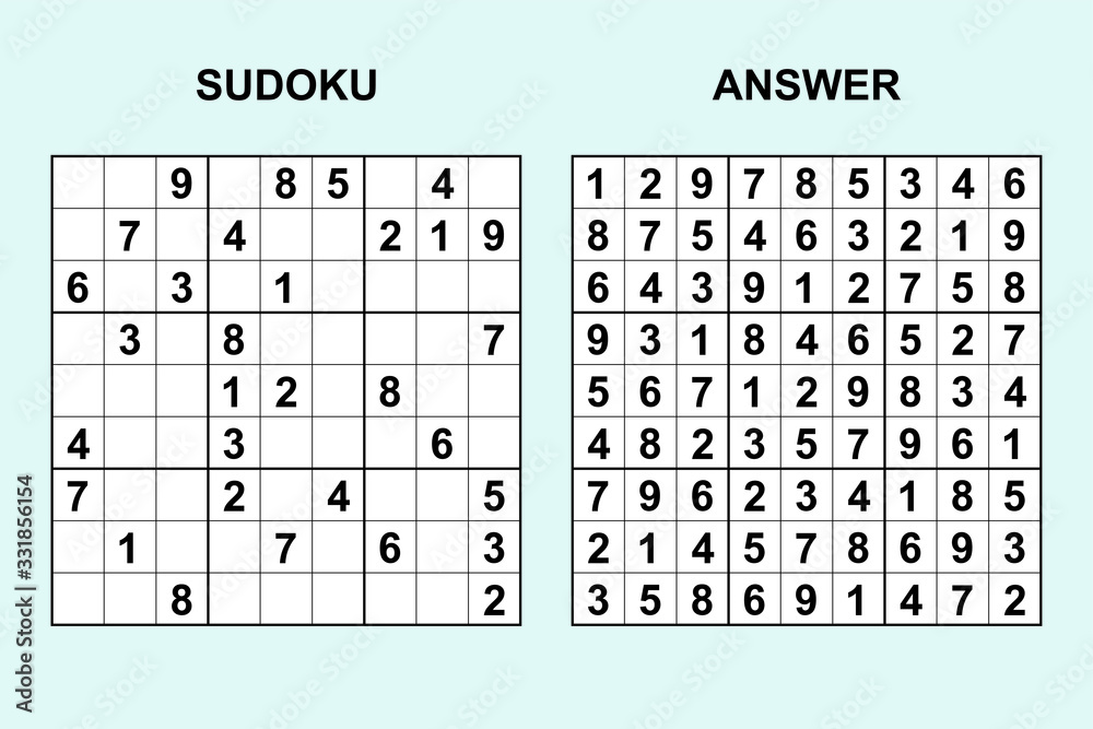 Vector sudoku with answer 326. Puzzle game with numbers. Stock Vector ...