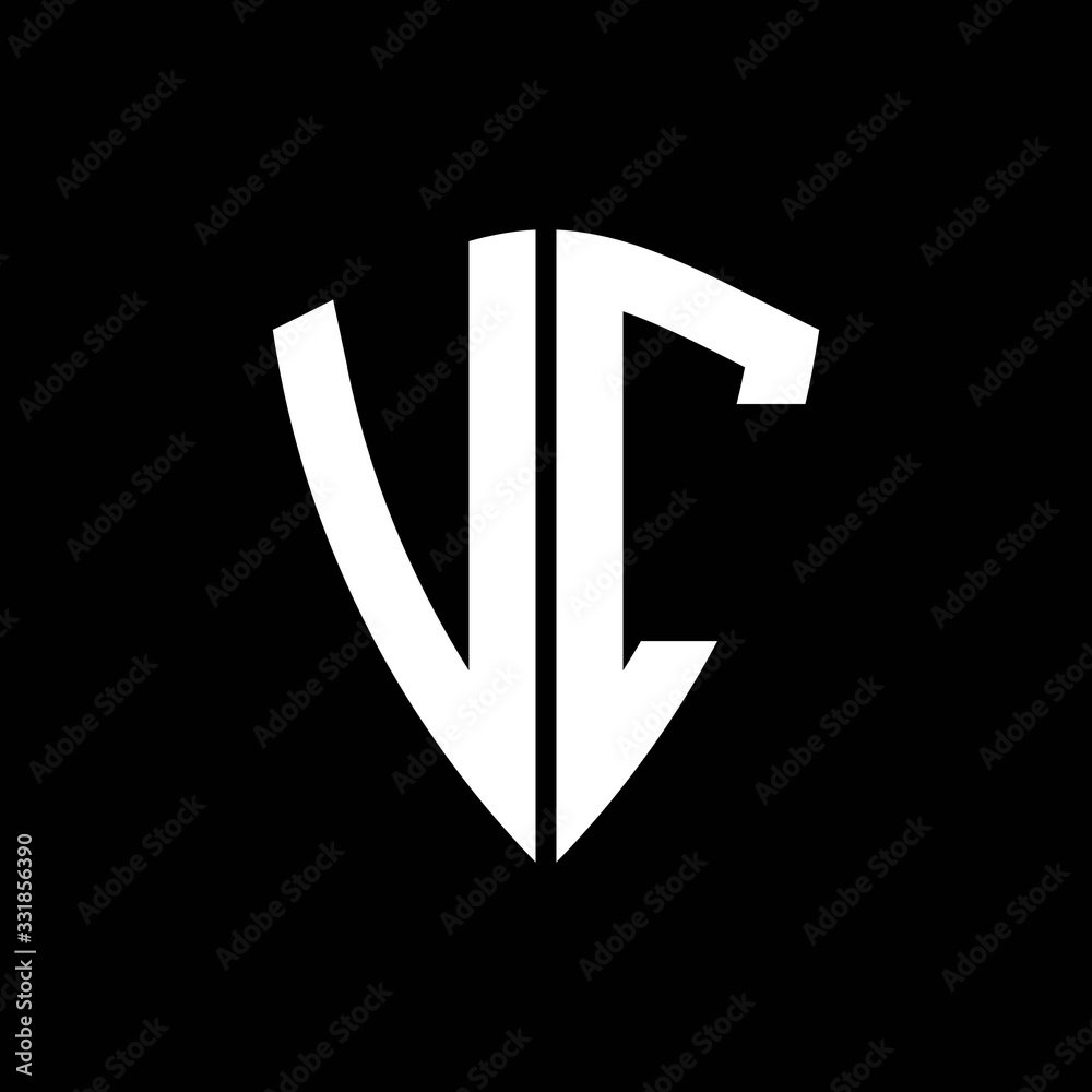VC logo monogram with shield shape design template Stock Vector | Adobe ...