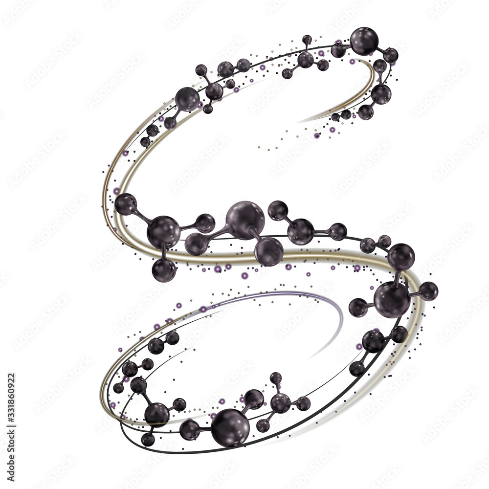 Dynamic composition of the black color of molecules and abstract ...