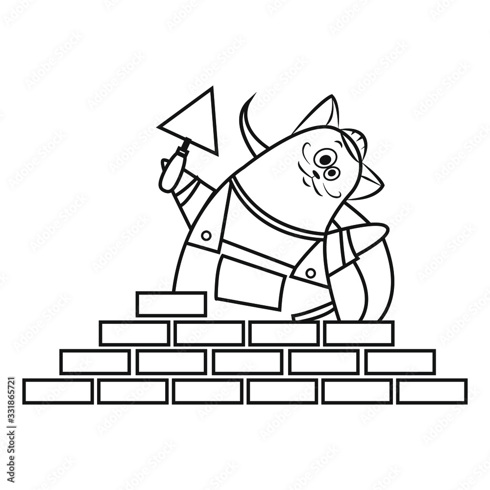 Coloring page with cat for children. Outline cat builder isolated on ...