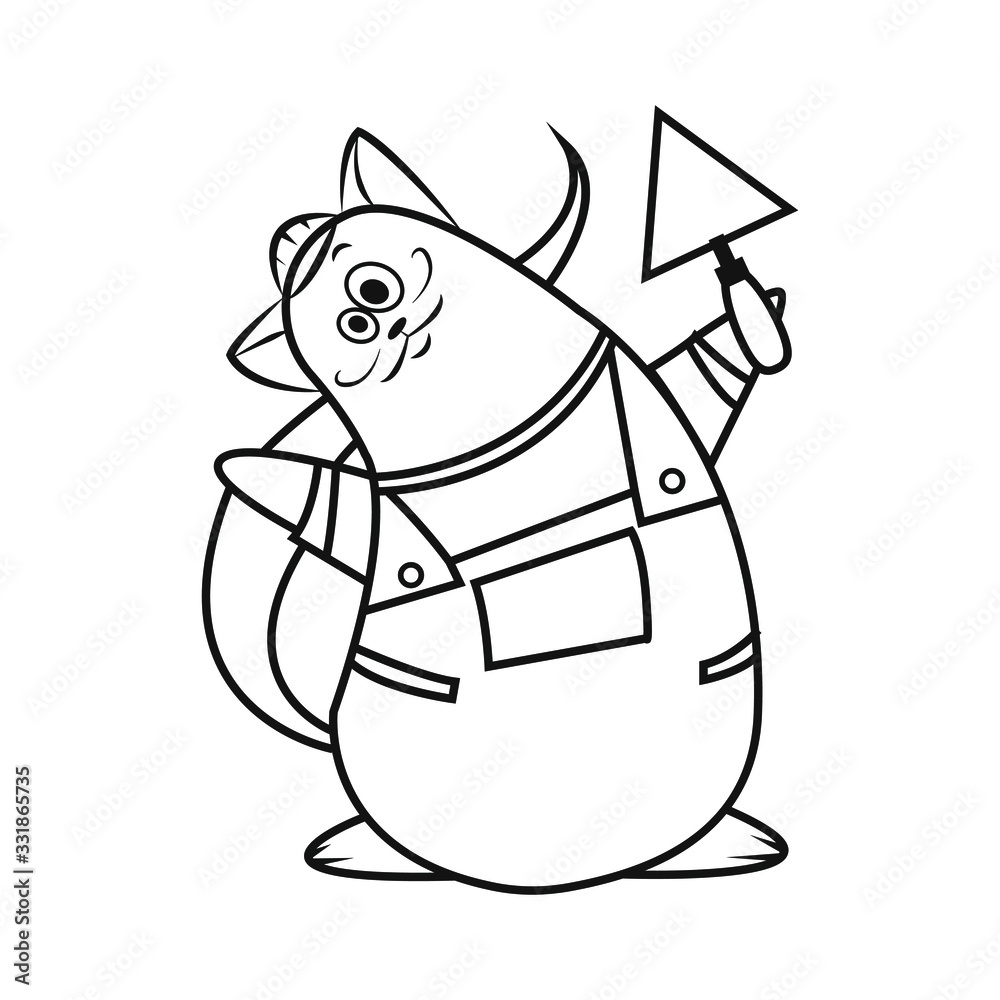 Coloring page with cat for children. Outline cat builder isolated on ...