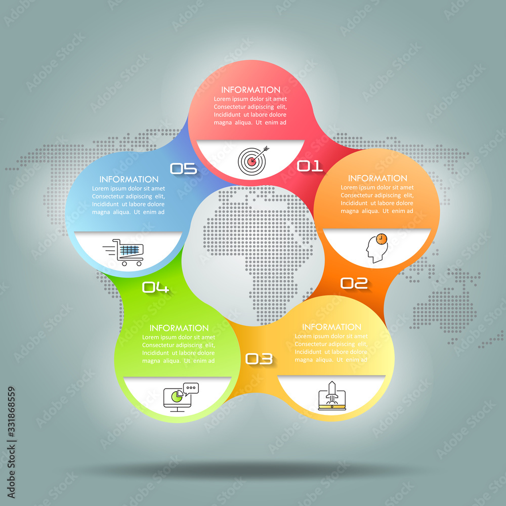 Design infographic template 5 options. Business concept can be used for ...