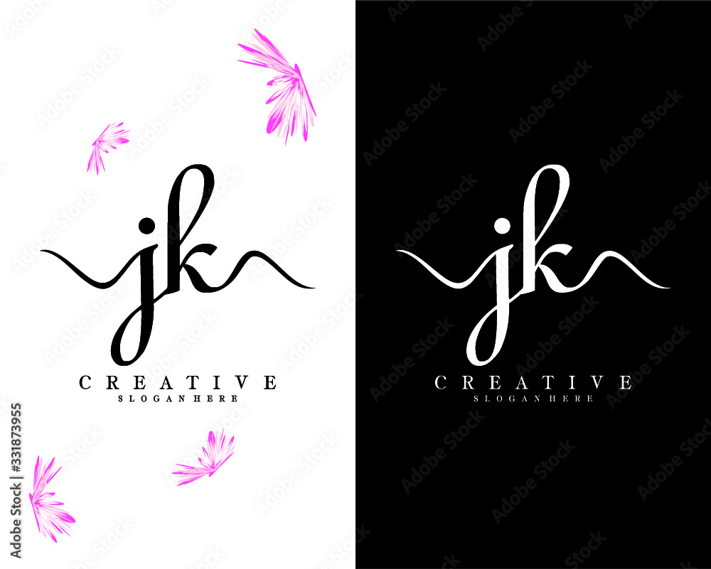 handwriting script letter jk, kj logo design vector Stock Vector ...