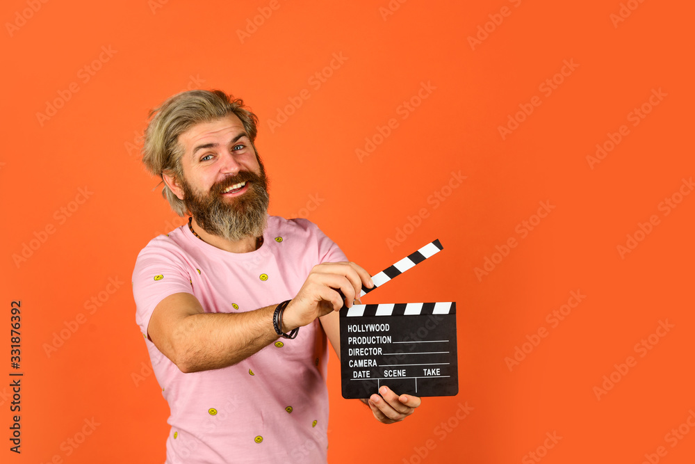 Professional male actor ready for shooting film. prepares for new scene ...