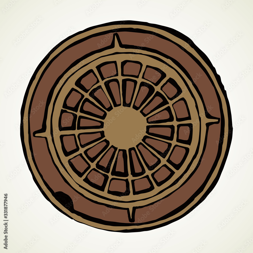 Round manhole cover. Vector drawing Stock Vector | Adobe Stock