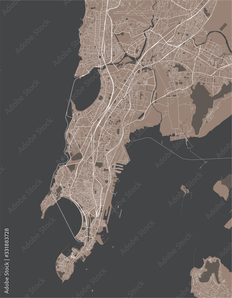 Poster map of the city of Mumbai, Indian state of Maharashtra – Wall ...
