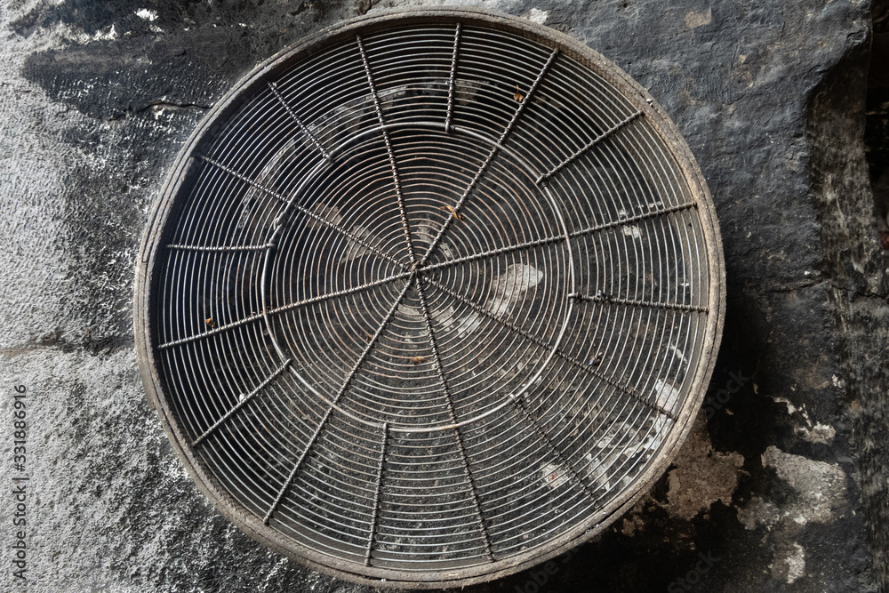 large screened sieve hanging on a concrete wall, Istanbul, Turkey Stock ...