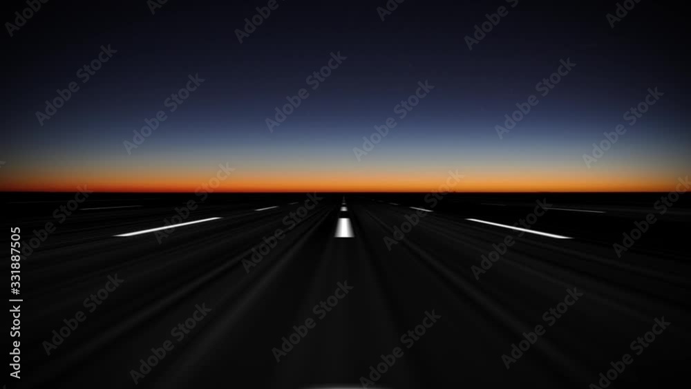 Road Trip On Highway Sunset Background Seamless Loop/ 4k animation of a ...